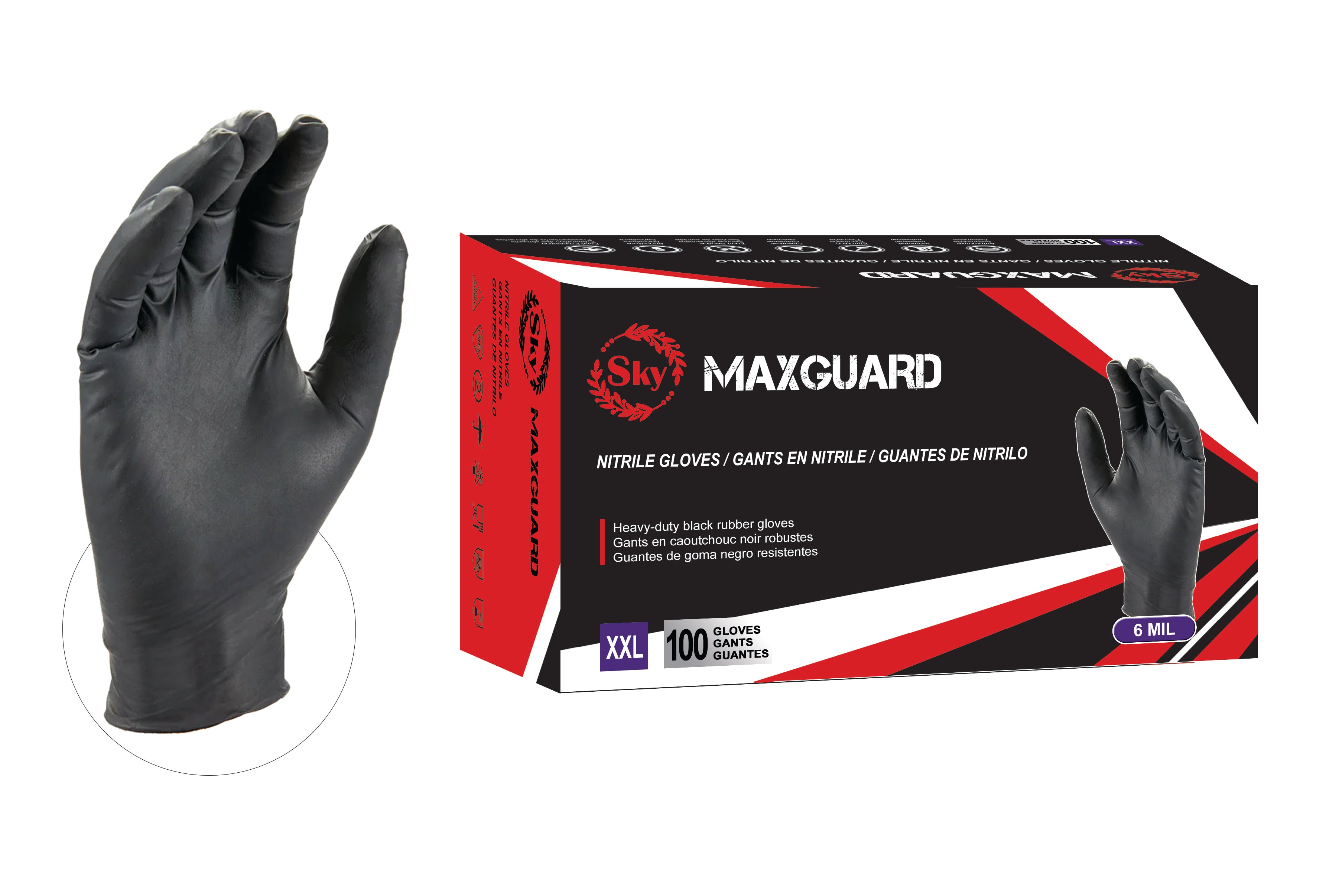 SKY MAXGUARD Black Nitrile Gloves (6MIL) – Sky Safety Supply